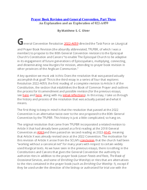 (DOC) Prayer Book Revision and General Convention, Part 3: An ...