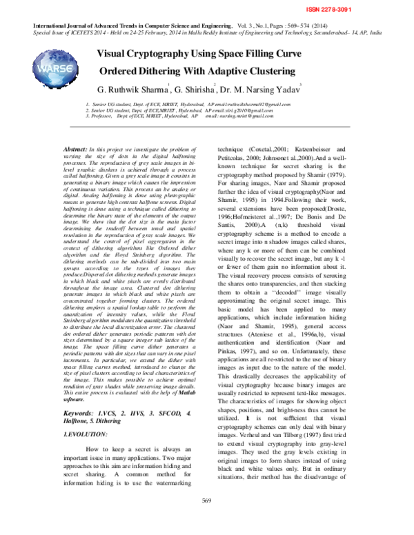 (PDF) Visual Cryptography Using Space Filling Curve Ordered Dithering ...