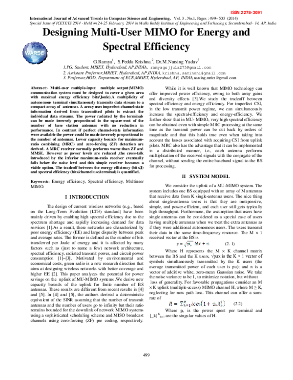 (PDF) Designing Multi-User MIMO for Energy and Spectral Efficiency
