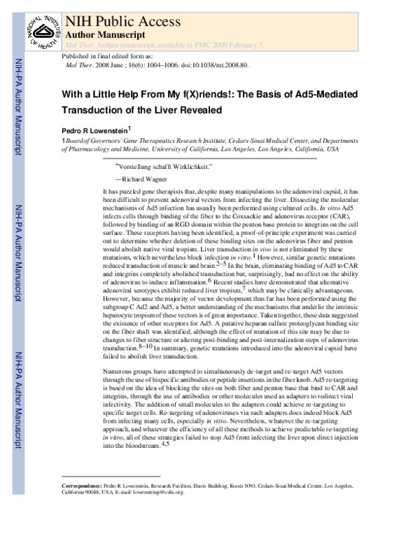 (PDF) With a Little Help From My f(X)riends!: The Basis of Ad5-Mediated ...