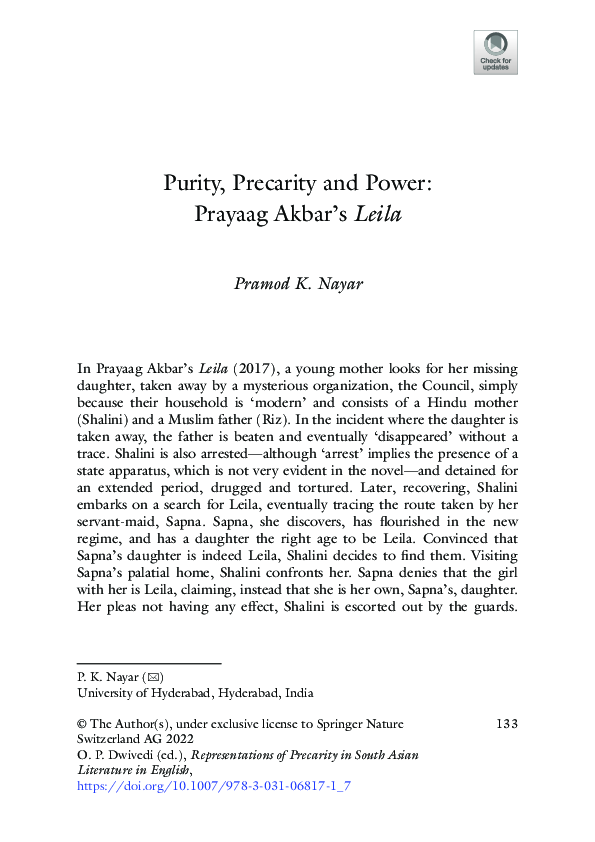 (PDF) Purity, Precarity and Power: Prayaag Akbar's Leila