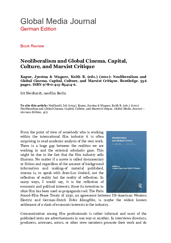 (PDF) Neoliberalism and Global Cinema. Capital, Culture, and Marxist Critique