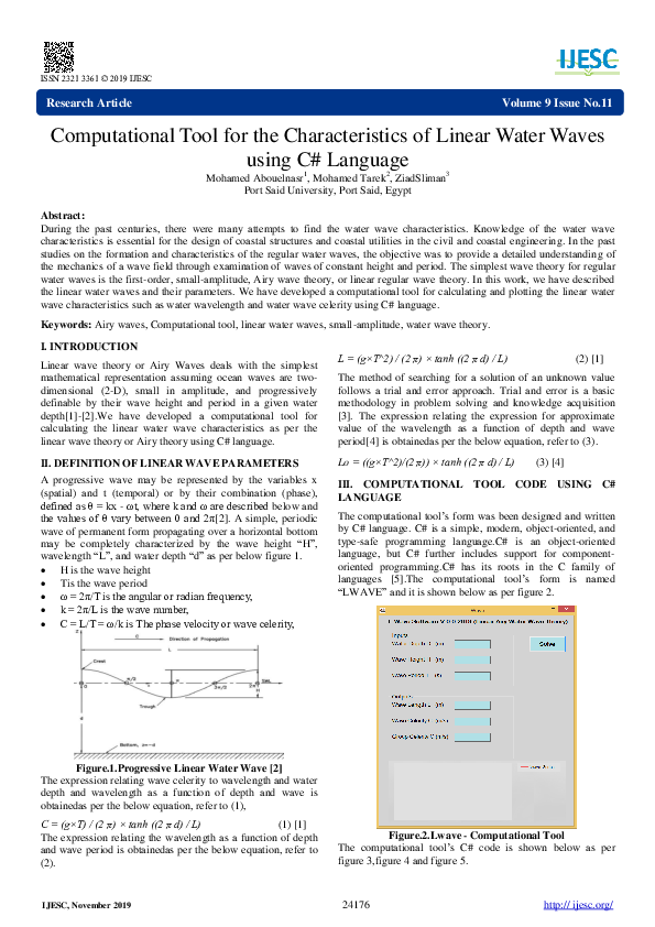 (PDF) Computational Tool for the Characteristics of Linear Water Waves ...
