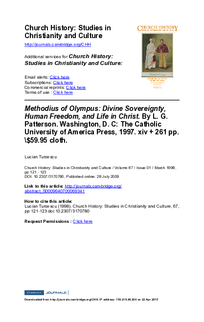 (PDF) Methodius of Olympus: Divine Sovereignty, Human Freedom, and Life ...