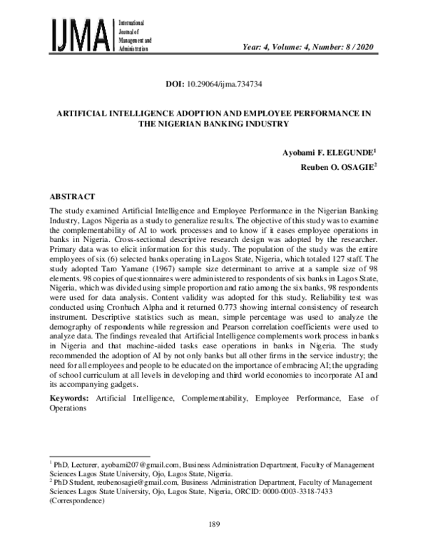 (PDF) Artificial Intelligence Adoption and Employee Performance in the ...