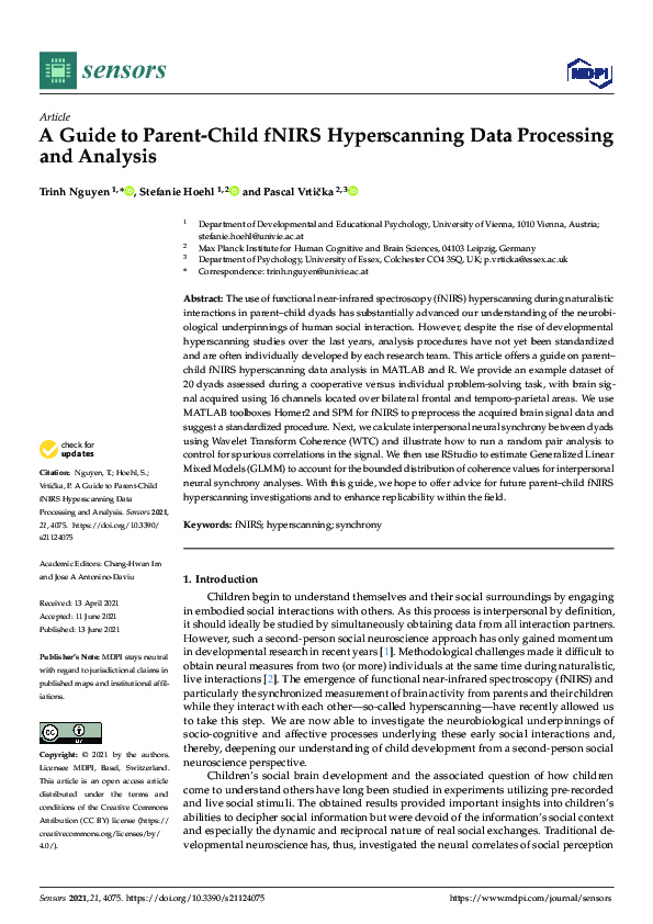 (PDF) A Guide to Parent-Child fNIRS Hyperscanning Data Processing and ...