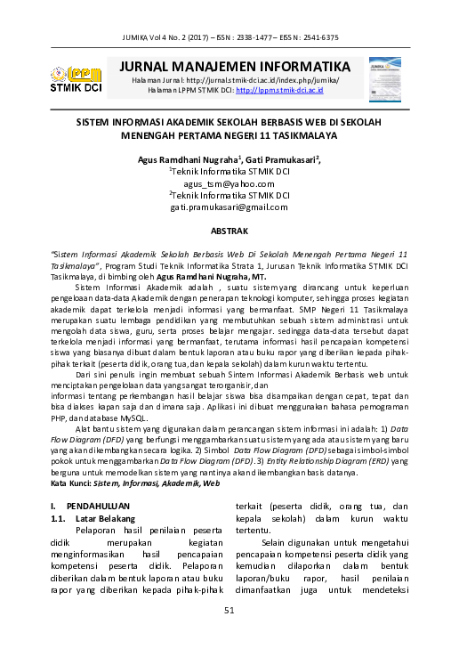 (PDF) Sistem Informasi Akademik Sekolah Berbasis Web DI Sekolah Menengah Pertama Negeri 11 ...