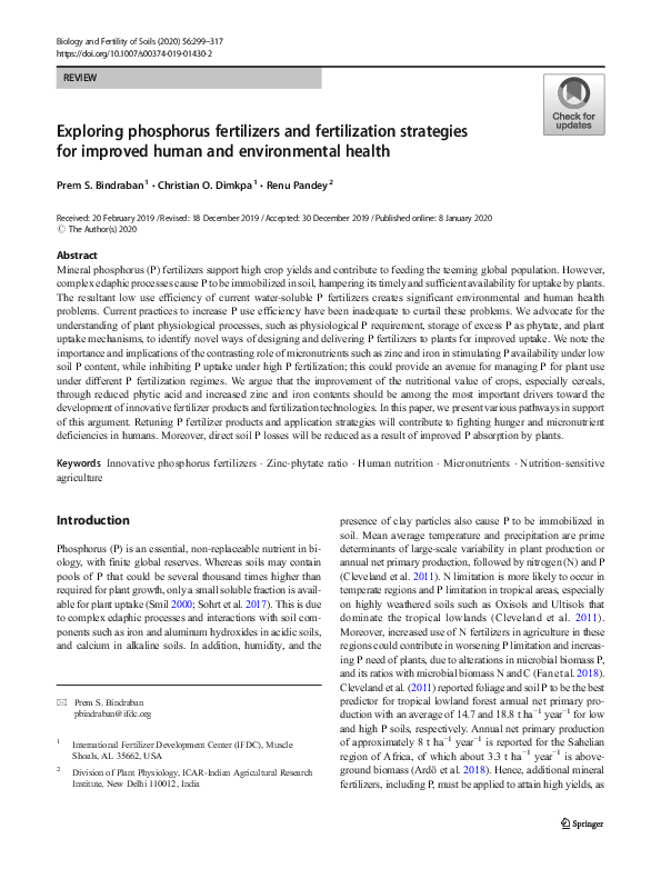 (PDF) Exploring phosphorus fertilizers and fertilization strategies for ...