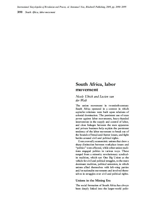 (PDF) South Africa, Labor Movement