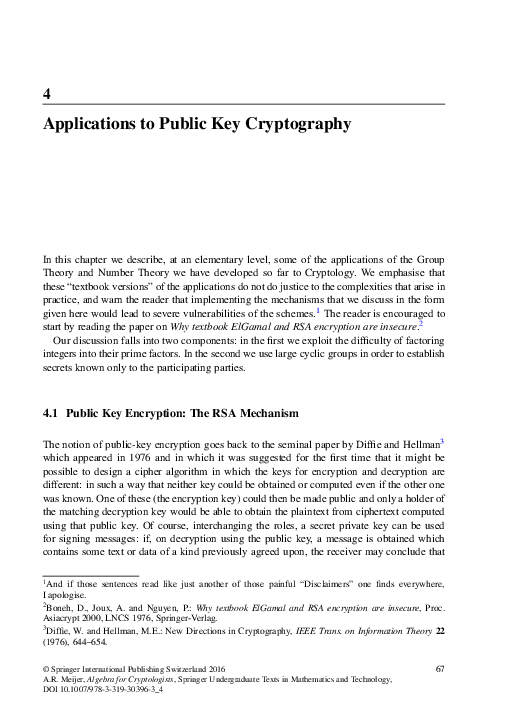 (PDF) Applications to Public Key Cryptography | Alko Meijer - Academia.edu