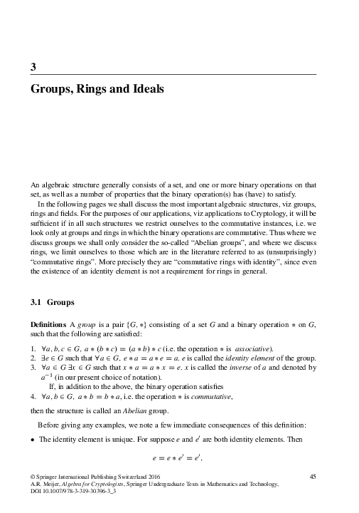 (PDF) Groups, Rings and Ideals