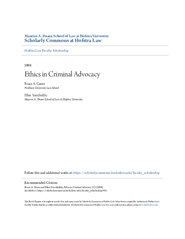 (PDF) Ethics in Criminal Advocacy