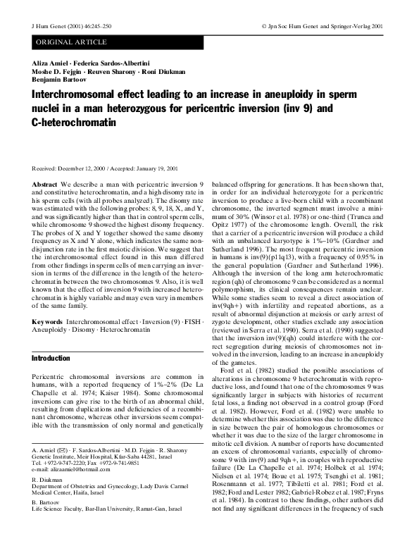 (PDF) Interchromosomal effect leading to an increase in aneuploidy in ...