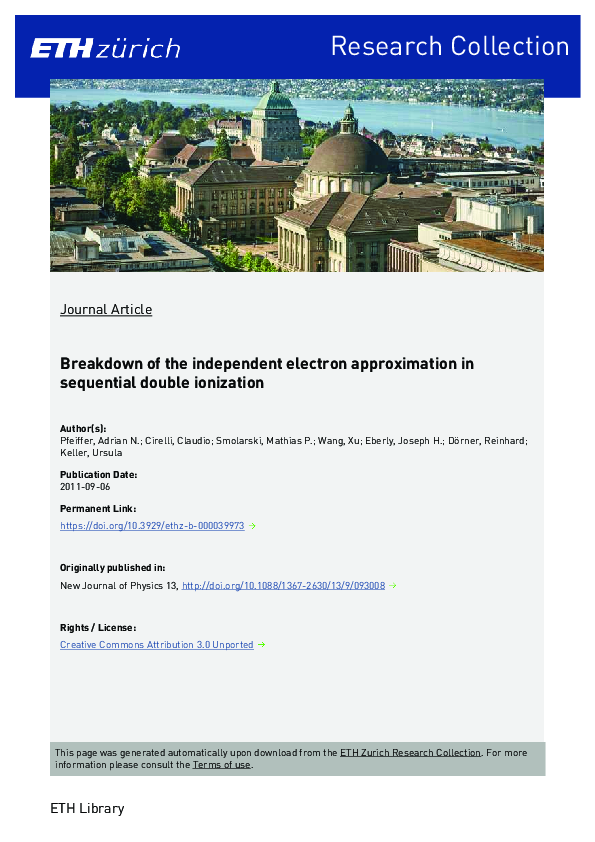 (PDF) Breakdown of the independent electron approximation in sequential ...