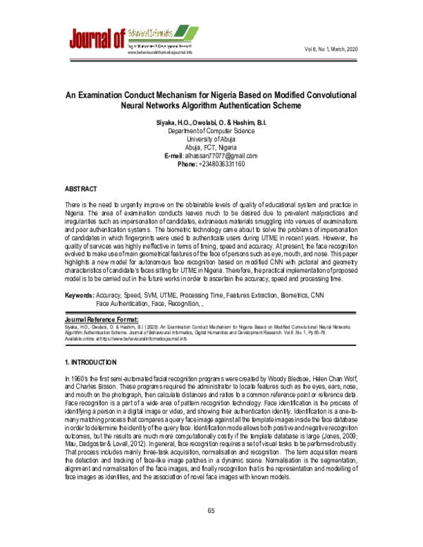 (PDF) An Examination Conduct Mechanism for Nigeria Based on Modified Convolutional Neural ...