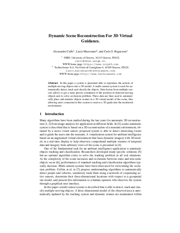 (PDF) Dynamic Scene Reconstruction for 3D Virtual Guidance