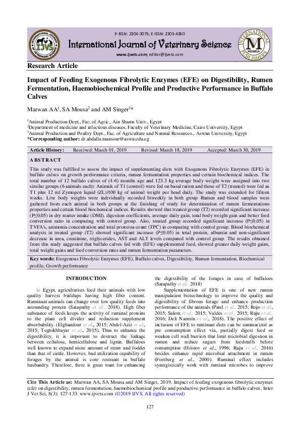 (PDF) Impact of feeding Exogenous Fibrolytic Enzymes (EFE) on ...