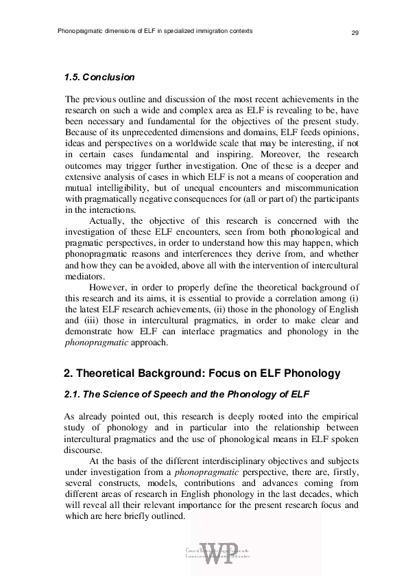 (PDF) Theoretical Background: Focus on ELF Phonology