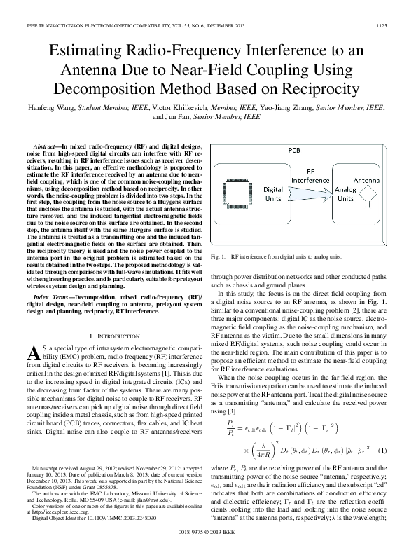 (PDF) Estimating Radio-Frequency Interference to an Antenna Due to Near ...