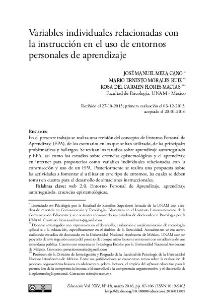 (PDF) Variables individuales relacionadas con la instrucción en el uso ...