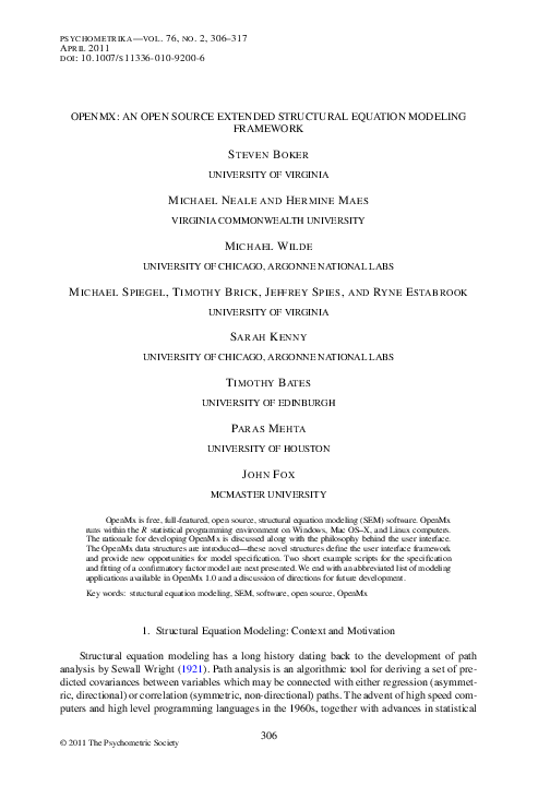 (PDF) OpenMx: An Open Source Extended Structural Equation Modeling Framework | Hermine Maes ...