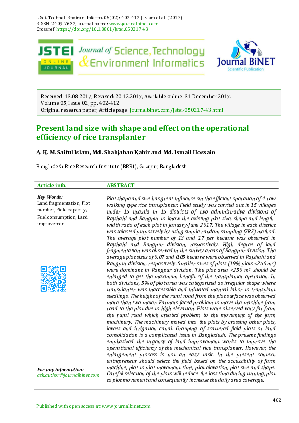 (PDF) Present land size with shape and effect on the operational ...