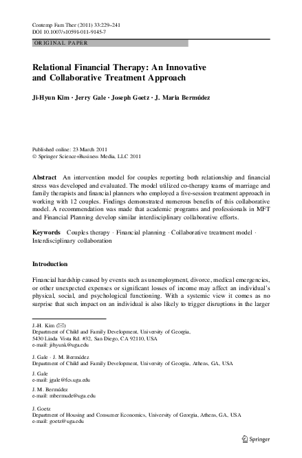 (PDF) Relational Financial Therapy: An Innovative and Collaborative ...