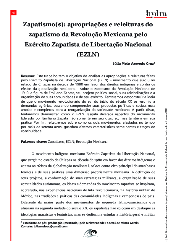 (PDF) Zapatismo(s): apropriações e releituras do zapatismo da Revolução ...