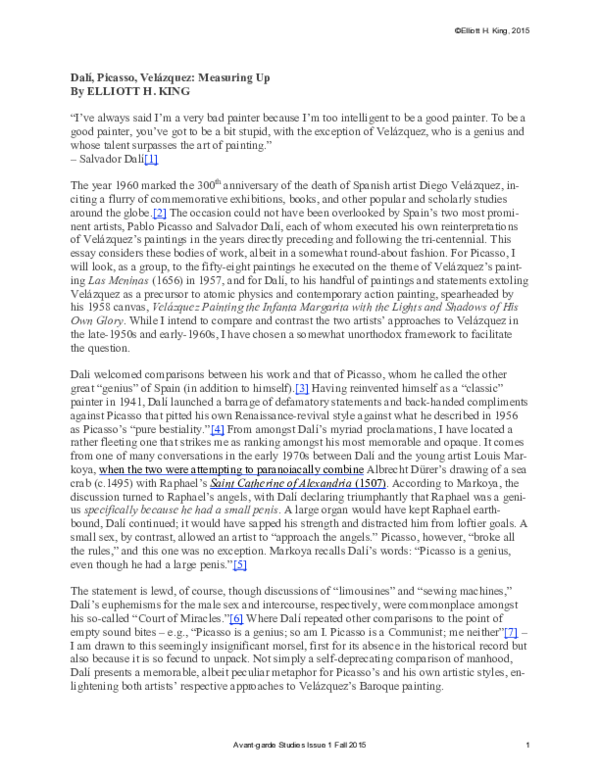 (PDF) Dalí, Picasso, Velázquez: Measuring Up