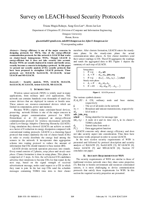 (PDF) Survey on LEACH-based security protocols | Triana Indri Rahayu - Academia.edu