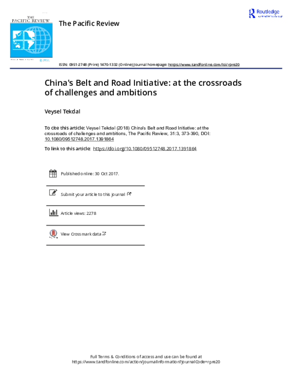 (PDF) China's Belt and Road Initiative: at the crossroads of challenges ...