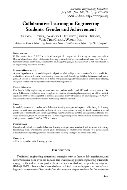 (PDF) Collaborative Learning in Engineering Students: Gender and ...