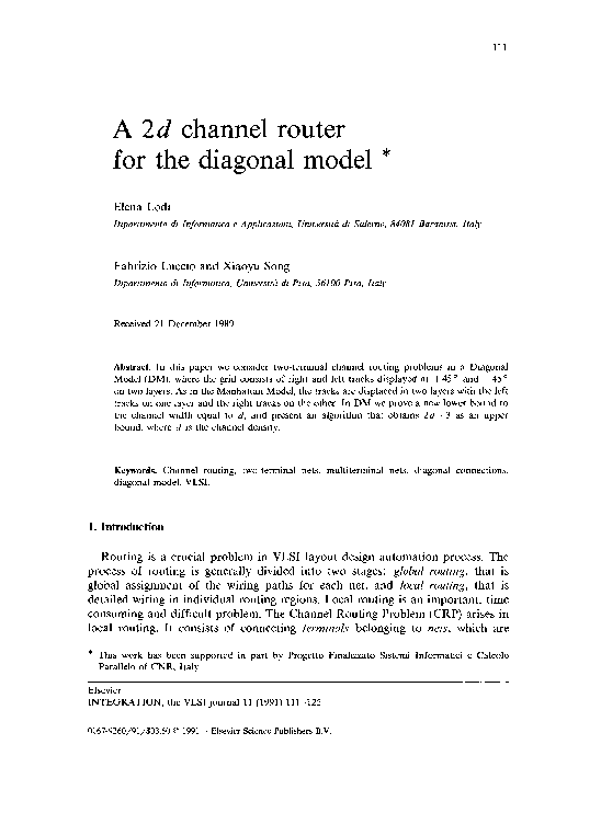 (PDF) A 2d channel router for the diagonal model