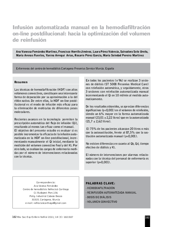 (PDF) Infusión automatizada manual en la hemodiafiltración on-line ...