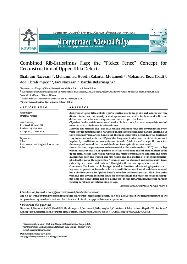 (PDF) Combined rib-latissimus flap; the "picket fence" concept for ...