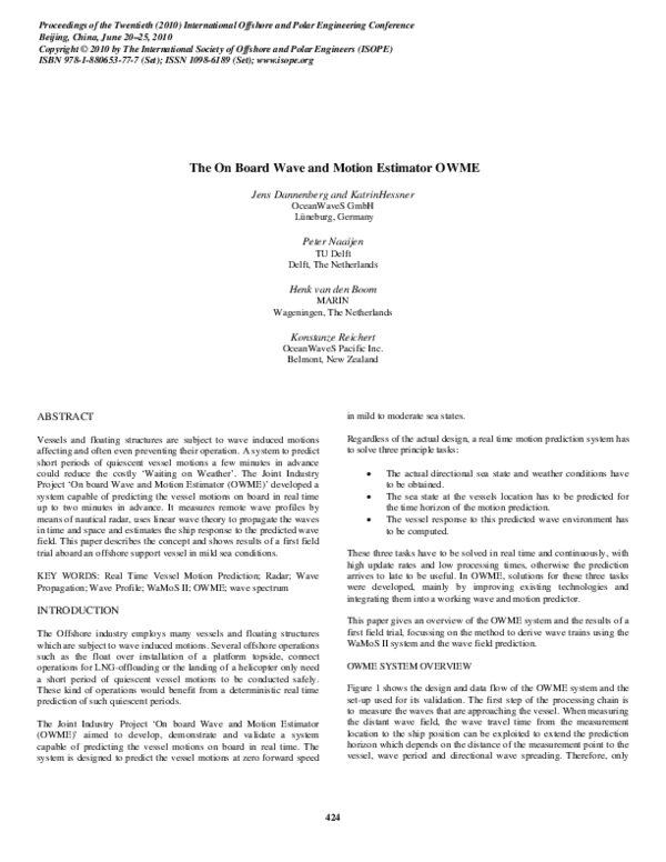 (PDF) The on board wave and motion estimator owme