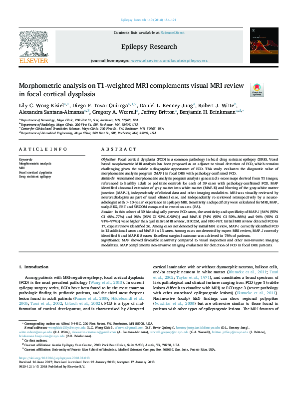 (PDF) Morphometric analysis on T1-weighted MRI complements visual MRI ...