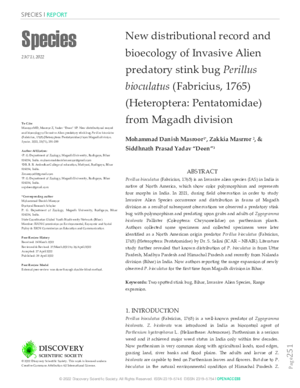 (PDF) New distributional record and bioecology of Invasive Alien ...