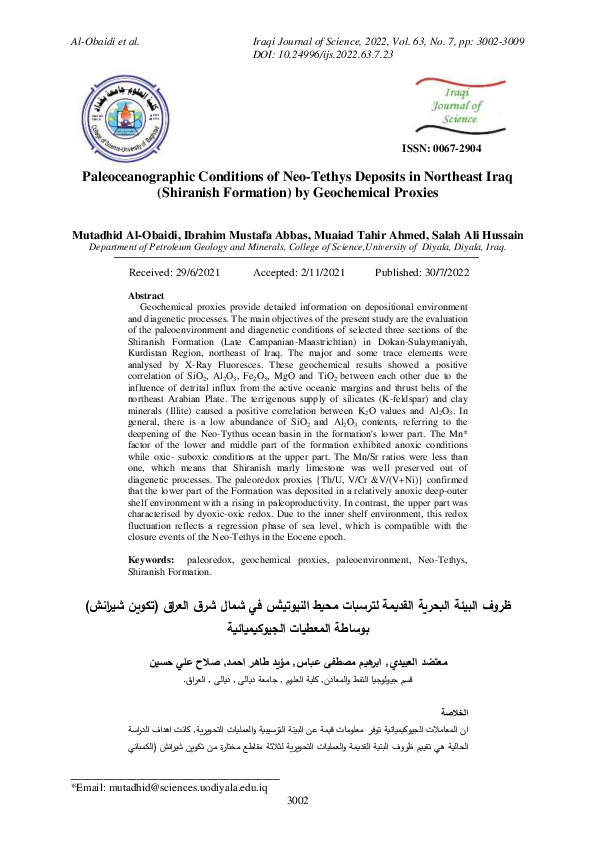 (PDF) Paleoceanographic Conditions of Neo-Tethys Deposits in Northeast ...