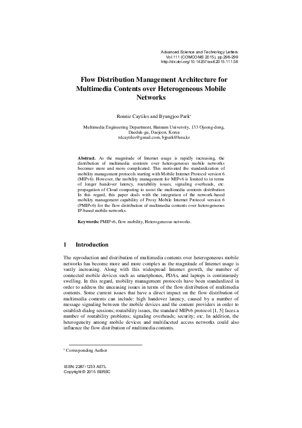 (PDF) Flow Distribution Management Architecture for Multimedia Contents over Heterogeneous ...