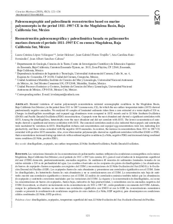 (PDF) Paleoceanographic and paleoclimatic reconstruction based on ...