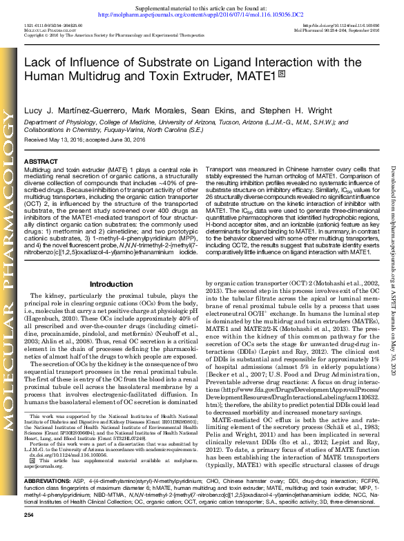 (PDF) Lack of Influence of Substrate on Ligand Interaction with Human MATE1