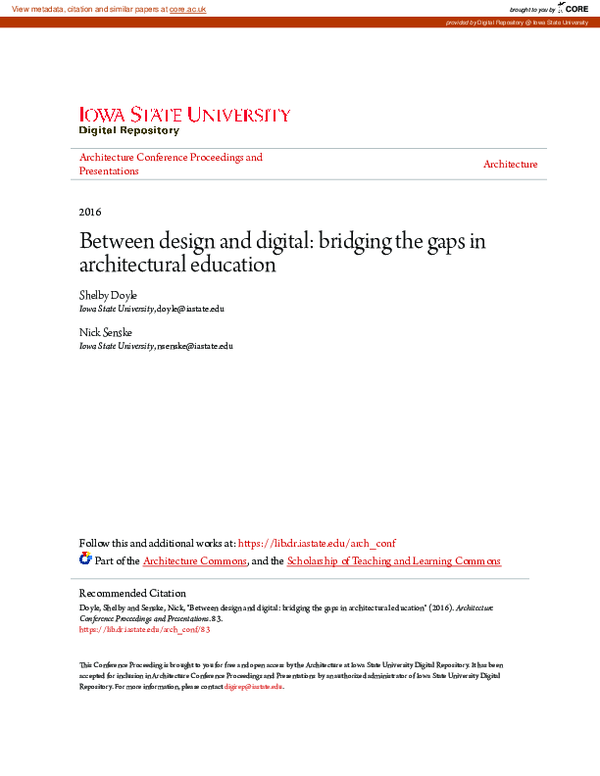 (PDF) Between Design and Digital: Bridging the Gaps in Architectural ...
