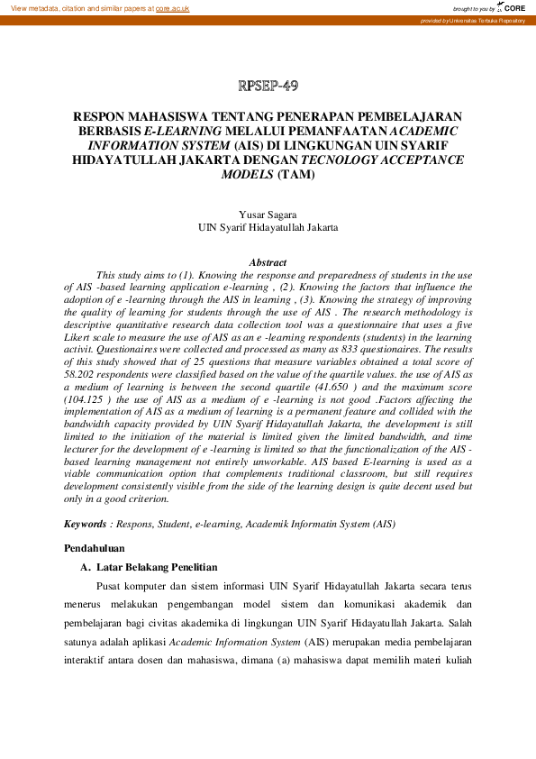 (PDF) Respon Mahasiswa Tentang Penerapan Pembelajaran Berbasis E-Learning Melalui Pemanfaatan ...