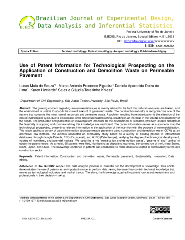 (PDF) Use of Patent Information for Technological Prospecting on the ...