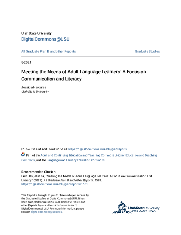 (PDF) Meeting the Needs of Adult Language Learners: A Focus on ...