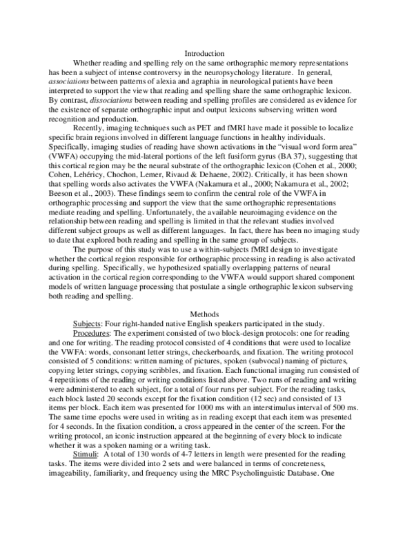 (PDF) Do reading and spelling share the same orthographic lexicon?