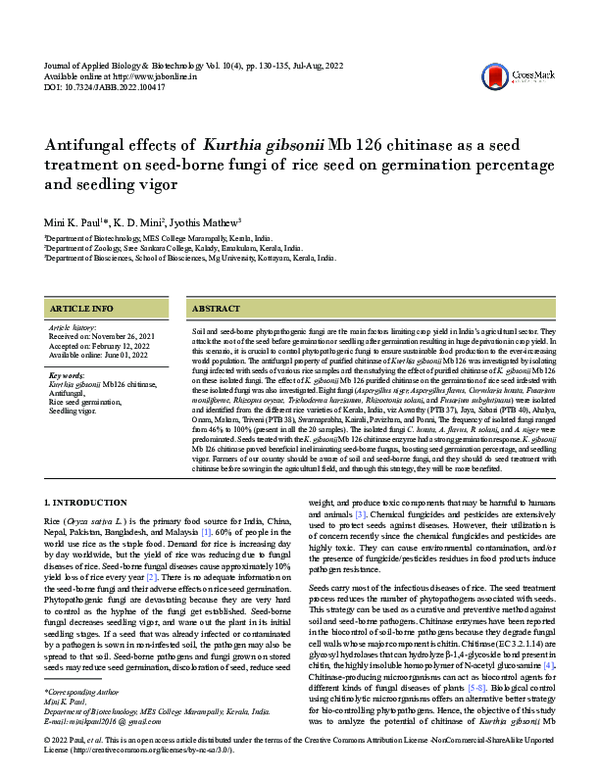 (PDF) Antifungal effects of Kurthia gibsonii Mb 126 chitinase as a seed ...