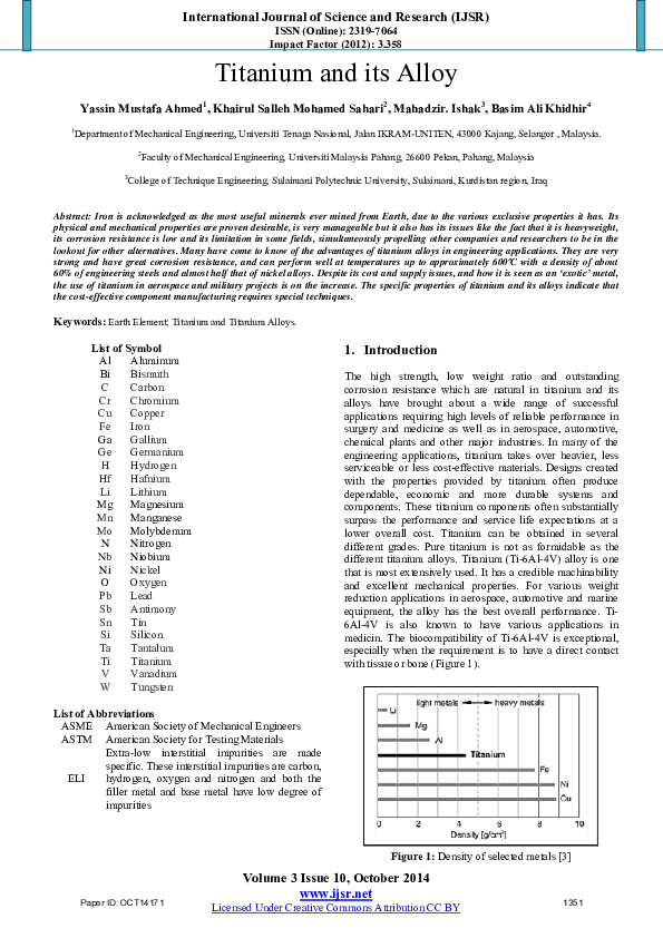(PDF) Titanium and its alloy
