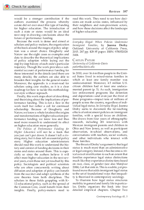 (PDF) Everyday illegal: when policies undermine immigrant families